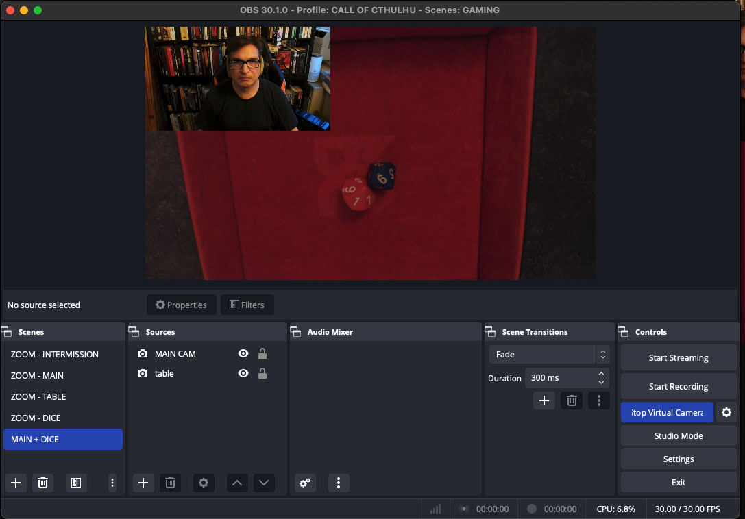 New dice cam setup – Math & Myth
